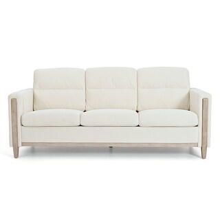 Three-Seater Sofa with Wood Legs and High-Resilience Sponge Cushions ...
