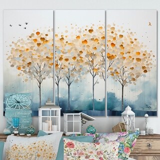 Designart "Minimalism Yellow Tree Solitude III" Landscape Trees Canvas ...