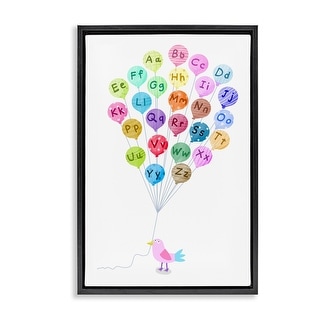Stupell Bird & Alphabet Balloons Framed Floater Canvas Wall Art Design ...