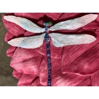 Set of 2 Fuchsia Flower and Dragonfly Decorative Garden Stone - Pink ...