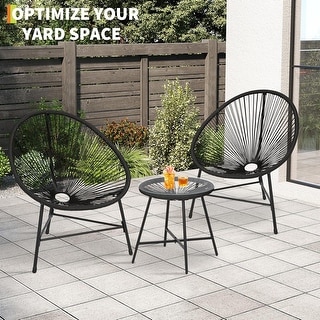 3-Piece Outdoor Bistro Set – Acapulco PE Rope Chairs & Tempered Glass ...