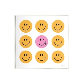 Stupell Pink & Yellow Smiley Faces Wall Plaque Art Rachel Nieman - Bed ...