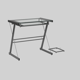 Modern Metal and Glass Computer Desk with Sliding Keyboard Tray ...