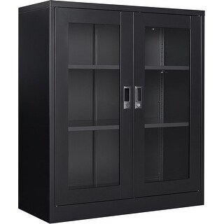 36 Inch Locking Metal Storage Cabinet with Adjustable Shelves and ...