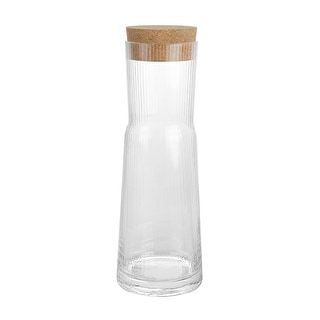 Elle Decor Carafe with Cork Lid Ribbed Glass Pitcher - Bed Bath ...