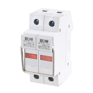 DIN Rail Mount Fuse Holder RT18-32 10mmx38mm with Indicator Light Gray ...