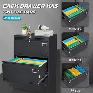 2 Drawer Metal Lateral File Cabinet with Lock,Office Vertical Files Cabinet,Metal File Cabinet ...