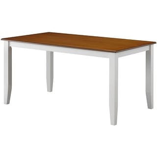 Zoy 60 Inch Rectangular Dining Table, Honey Oak Brown Top, White Frame ...