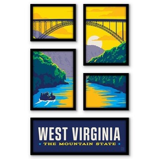 Americanflat West Virginia State Pride 5 Piece Grid Wall Art Room Decor ...