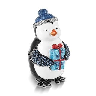 Curata Pewter Bejeweled Crystals Silver-Tone Enameled Penny Penguin ...