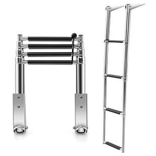 Costway 4-Step Telescoping Boat Ladder Folding Dock Ladder with - See ...