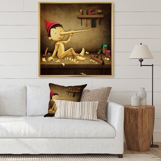 Designart "Pinocchio With Long Nose And Red Hat" Children's Art Framed ...