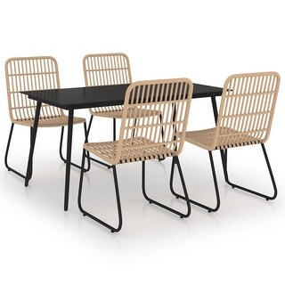 vidaXL 5 Piece Patio Dining Set Poly Rattan and Glass - Bed Bath ...