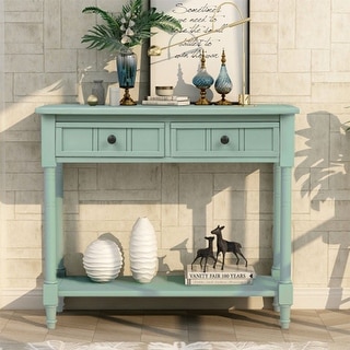 Retro blue entryway table solid wood console table dining rooms table ...
