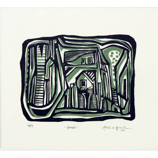 Novica Handmade Grajau Surrealism Brazilian Cityscape Woodcut Print ...