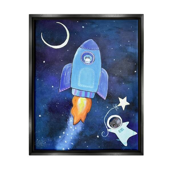 Stupell Animals in Outer Space Rocket Ship Star Balloon Night Sky ...