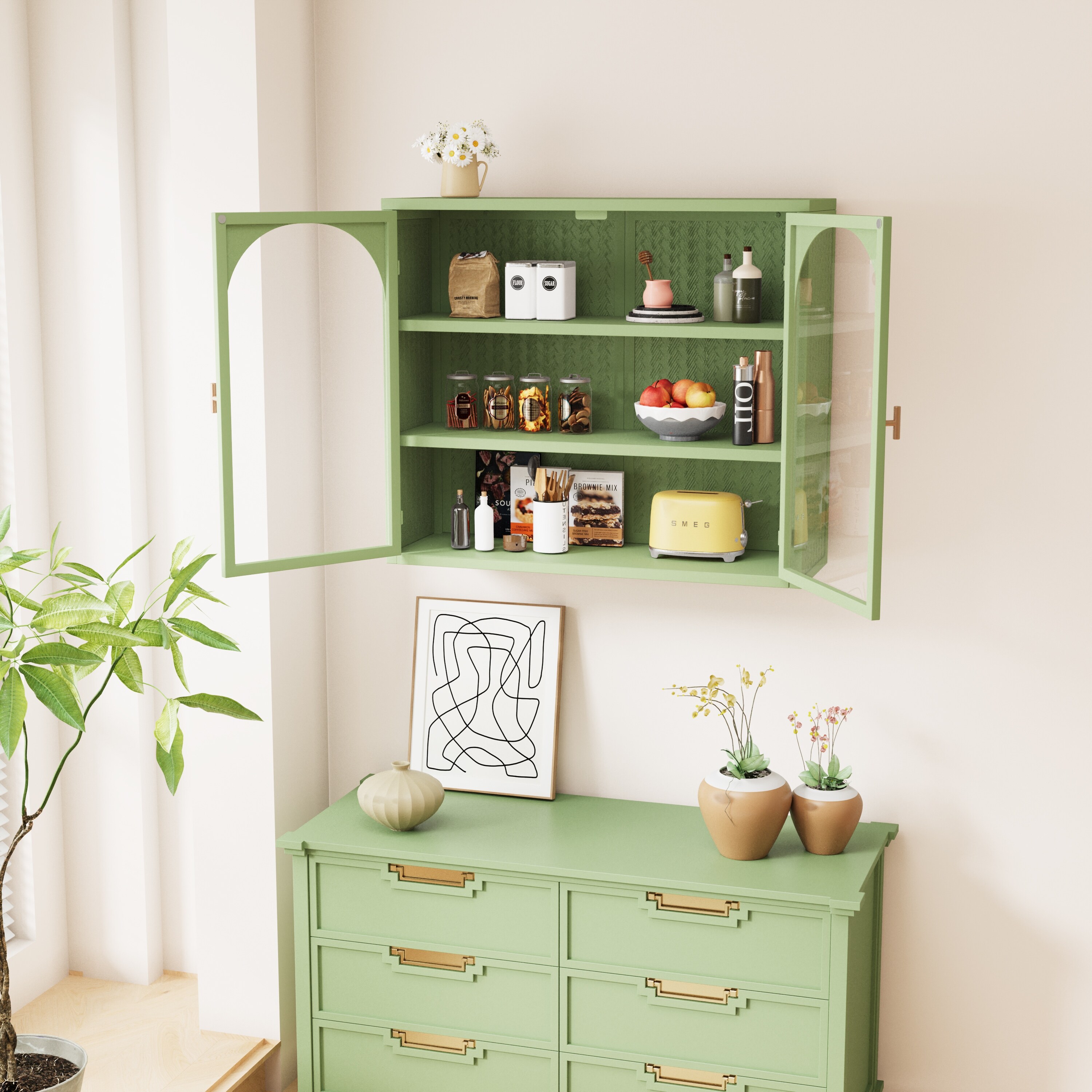 Kitchen Sideboard Entrance Green Display Cabinet Over The Toilet Bathroom Wall Medicine Cabinet w Characteristic Woven Pattern Bed Bath Beyond 39887382