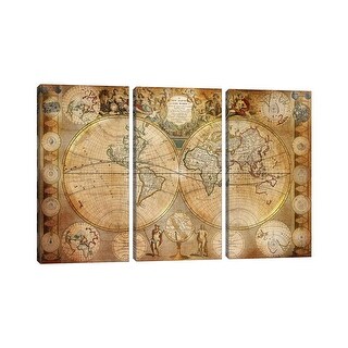 iCanvas "Antique Map No. 5" by Unknown Artist 3-Piece Canvas Wall Art ...