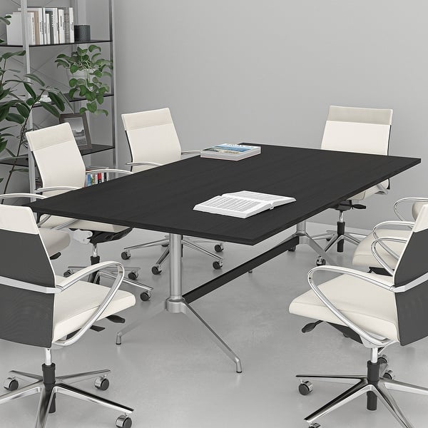 6 Person Rectangular Conference Table With Trestle Base Power And Data ...