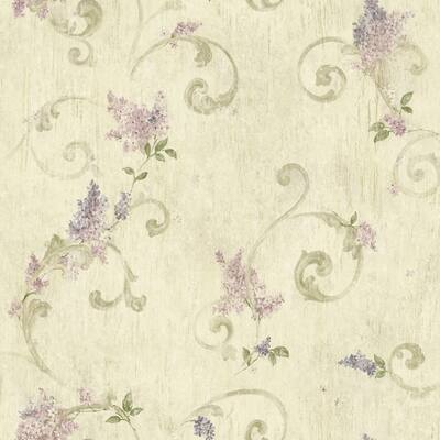 Scrolls Scout Emma Grey Lilac Acanthus Scroll 33' L X 20.5 W Wallpaper ...
