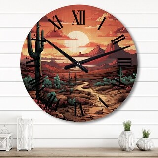 Designart "Wilderness Heat" Landscapes Oversized Wood Wall Clock - Bed ...
