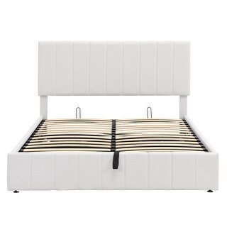 Queen Platform Bed Lift Up Bed Frame w/ Gas Lift up Hydraulic Storage ...