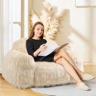 53"W Faux Fur Bean Bag Chairs,Oversized Fluffy Accent Chair,Fuzzy Sofa ...