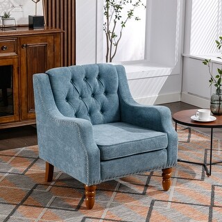 Vintage Accent Chair with Padded Seat and Button-Tufted Backrest, Linen ...