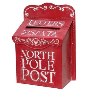 Distressed Red Metal North Pole Post Box - 13.75" high by 10" wide and ...