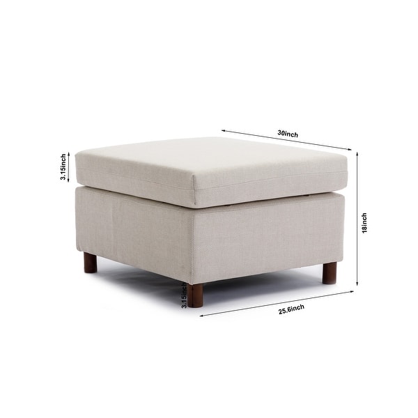 Cream 5-seat Module Settee Recliner Sectional Sleeper Sofa w/ Ottoman ...