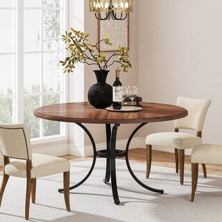 Round Dining Table for 4, 47 inch Kitchen Table Small Dinner Table with ...