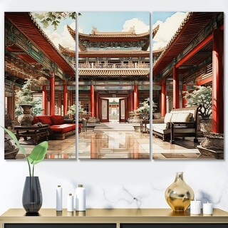 Designart "China Art Imperial Palace I" Chinese Canvas Wall Art Set ...