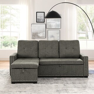 Pull-Out Sectional Sleeper Sofa Bed with Built-In Storage - Spacious ...