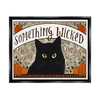 Stupell Something Wicked Black Cat Framed Floater Canvas Wall Art ...