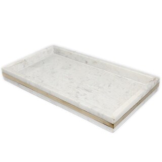 Lg. White Marble Tank Tray w/ Brass Inlay 16"x8.75" - Bed Bath & Beyond ...