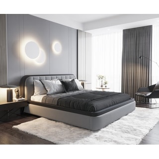 Cosmopolitan Modern Grey Black Eco Leather Bed with Storage - Bed Bath ...