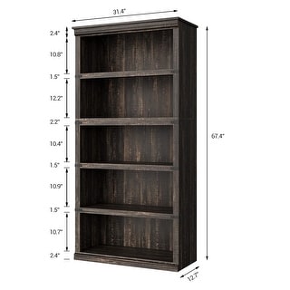 71" Tall Book Case Wooden 5 Shelf Bookcase - Bed Bath & Beyond - 42088511
