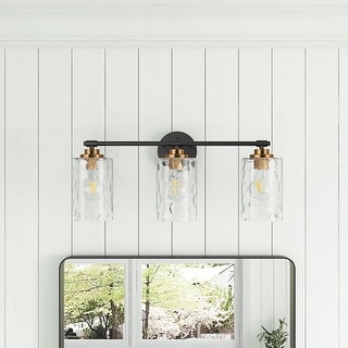 Modern 3-Light Clear Water Ripple Glass Shades Vanity Light Fixture for ...