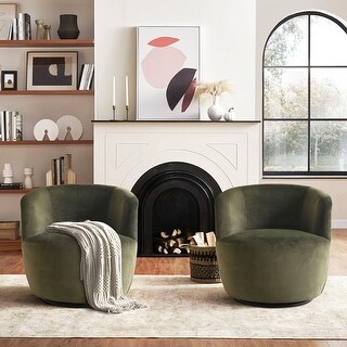 27'' Wide Velvet Small Swivel Barrel Chair(Set of 2) - Bed Bath ...