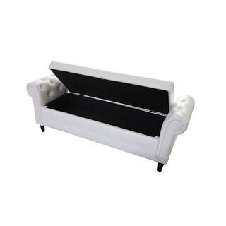 Leather PU Multifunctional Storage Rectangular Sofa Stool Living Room ...