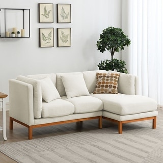 L-shaped Sectional with Chaise Linen Corner Sofa, Living Room Sleeper ...