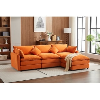 Orange L-Shaped Modular Sectional Sofa,Recliner Sofa with Ottoman - Bed ...