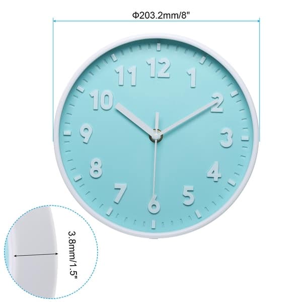 8 Inch Wall Clock, 3D Number Quartz Silent Round Wall Clocks - Bed Bath ...