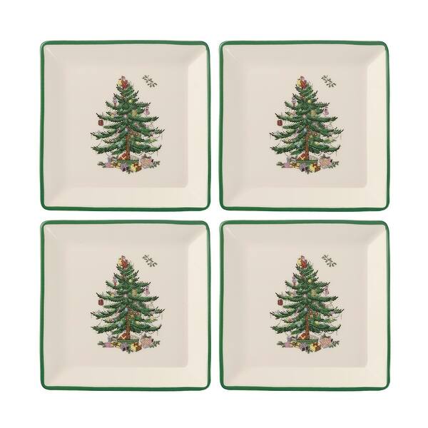 Spode Set of 4 Christmas Tree Square 5 Inch Tidbit Plates - Bed Bath ...