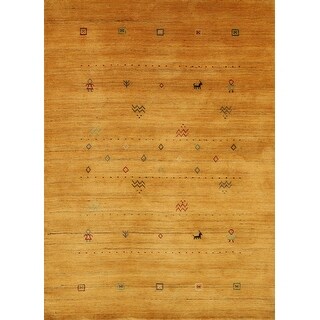 Orange & Rust Tribal Gabbeh Indian Area Rug Handmade Wool Carpet - 4'1 ...