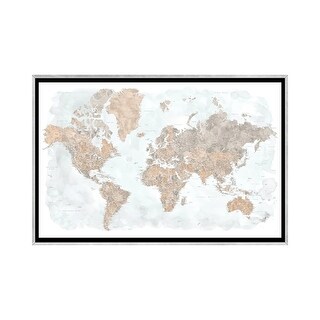 iCanvas "Highly Detailed Watercolor World Map, Calista" by blursbyai ...