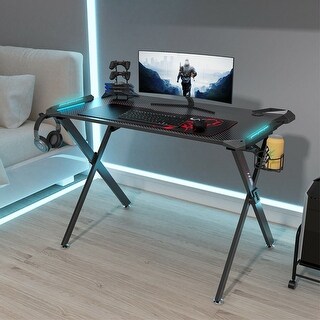 44" RGB Led Gaming Computer Desk with Free Accessories Black - Bed Bath ...