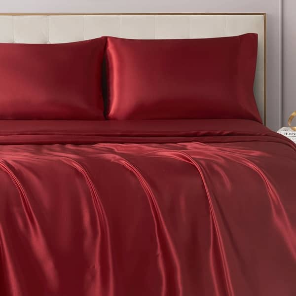 red silk sheets queen