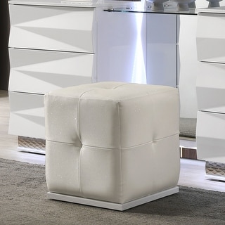 Furniture of America Emrix Modern White Square Button Tufted Vanity ...