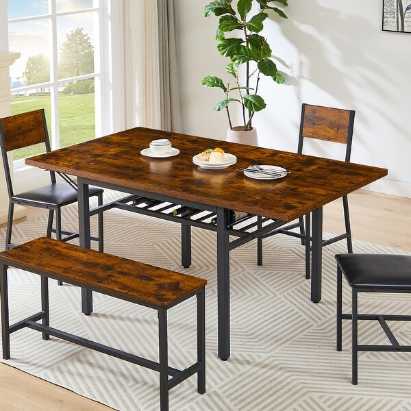 Modern Industrial 63.2 Extendable Dining Table w Drop Leaf Seats 6 Bed Bath Beyond 40041565